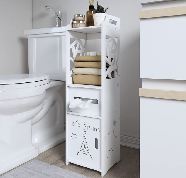 Dulap / Coltar de baie cu 4 rafturi - PVC – isobel.ro